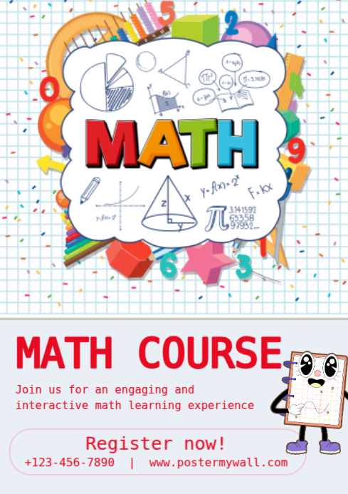 White Modern & Minimal Math Course A4 Template | PosterMyWall