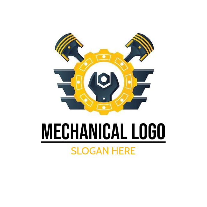 White Modern & Minimal Mechanical Logo Logo Template | PosterMyWall