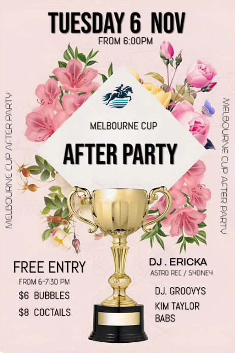 White Modern & Minimal Melbourne Cup Poster Template | PosterMyWall