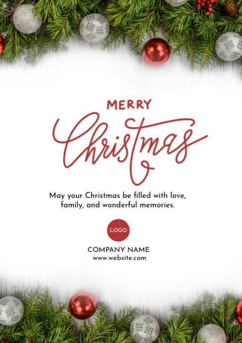 White Modern & Minimal Merry Christmas A4 Template | PosterMyWall