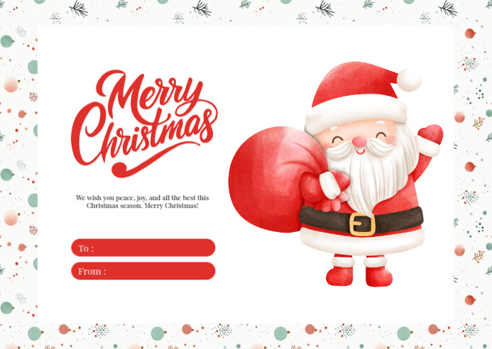 White Modern & Minimal Merry Christmas Greeting Card Kartu Pos Template ...