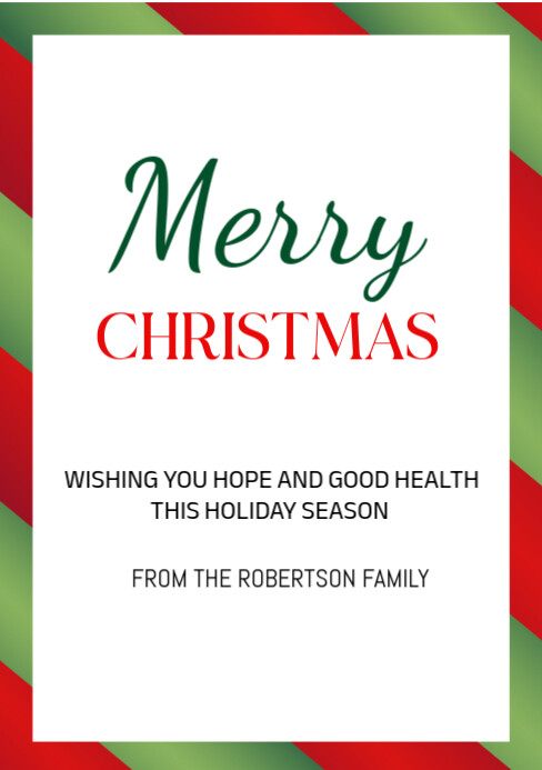 White Modern & Minimal Merry Christmas Greeting Card Template A5 ...