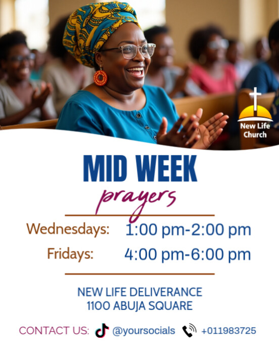 Szablon White Modern & Minimal Midweek Prayers Weekly Service Church ...