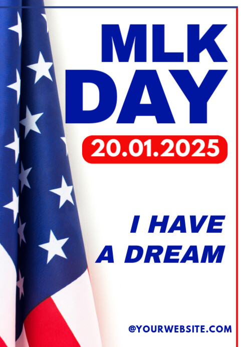White Modern & Minimal Mlk Day A4 Template | PosterMyWall