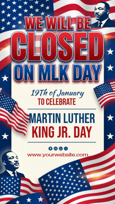 Plantilla de White Modern & Minimal Mlk Day Closed Instagram Story ...