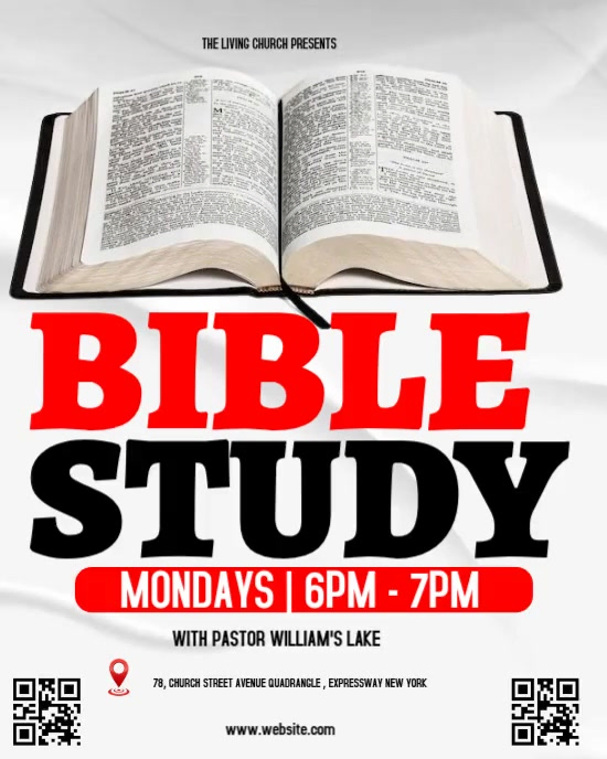White Modern & Minimal Modern Bible Study Church Flyer - Red & Black ...
