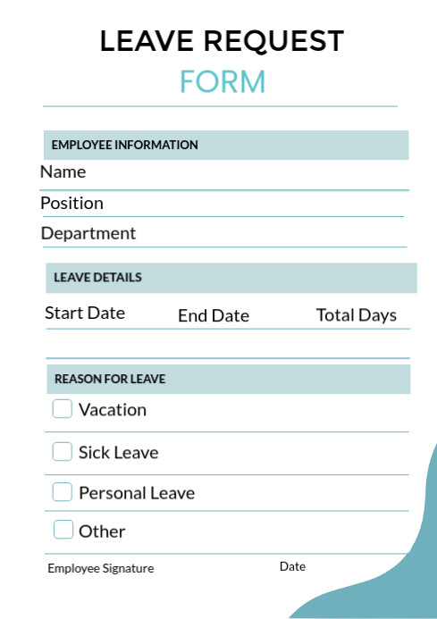 Copy of White Modern & Minimal Modern Leave Request Form Template – Professional & Printable A4 ...