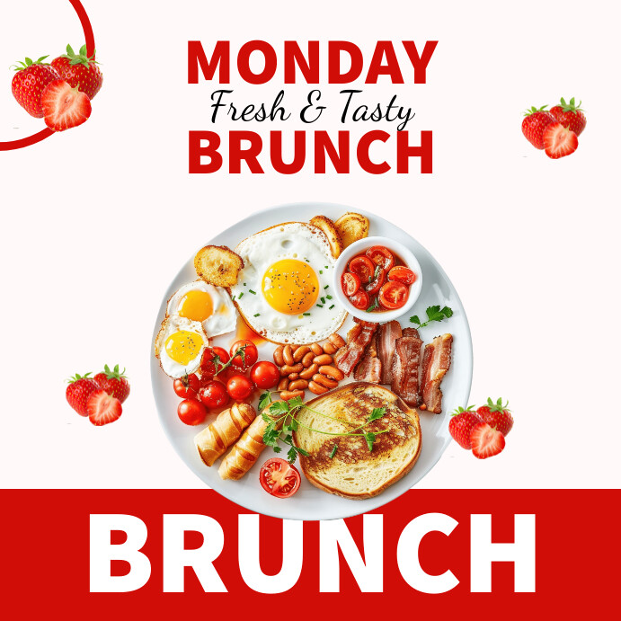 White Modern & Minimal Monday Brunch Instagra Template | PosterMyWall