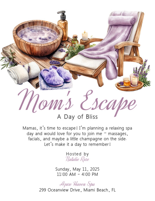 Copy of White Modern & Minimal Mother's Day Spa Invitation Flyer (us ...
