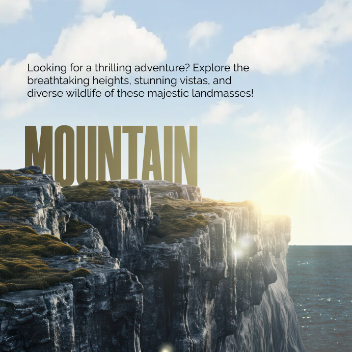 White Modern & Minimal Mountain Day Instagram Template | PosterMyWall