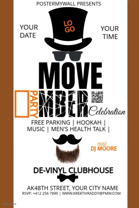 White Modern & Minimal Movember Celebration Party Poster Template ...