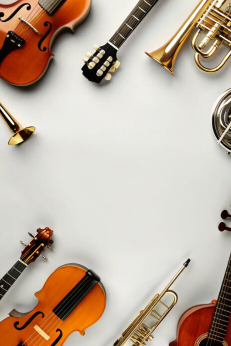 White Modern & Minimal Musical Instruments Frame Background Poster ...