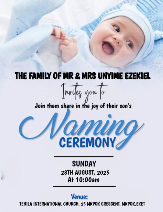 Copy of White Modern & Minimal Naming Ceremony Template Flyer (us ...