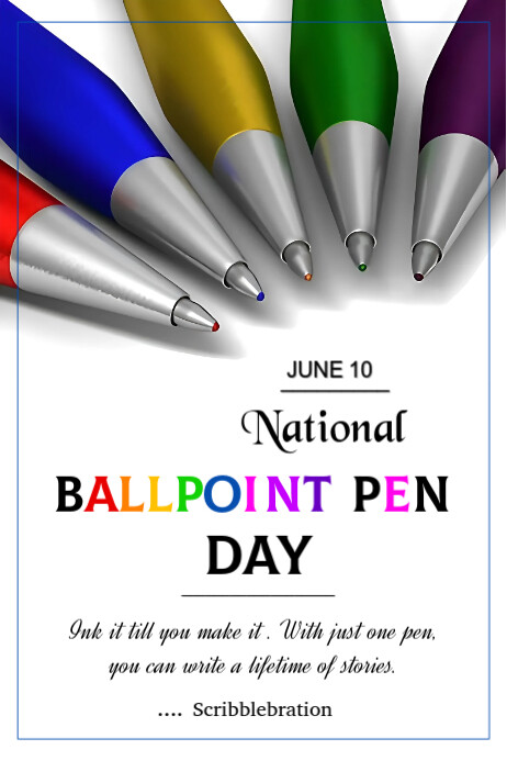 White Modern & Minimal National Ball Point Pen Day Poster Template ...