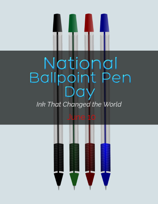 White Modern & Minimal National Ballpoint Pen Day Flyer (us Letter ...