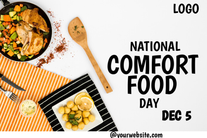 White Modern & Minimal National Comfort Food Day Poster Template ...