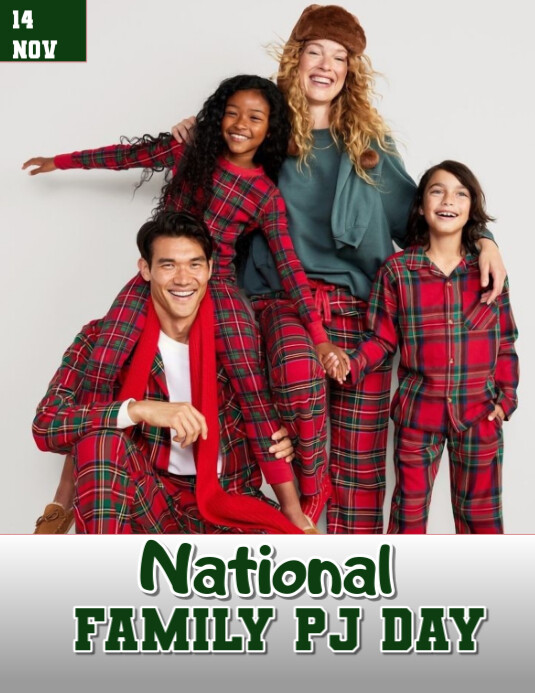 White Modern & Minimal National Family Pj Day Flyer (us Letter ...