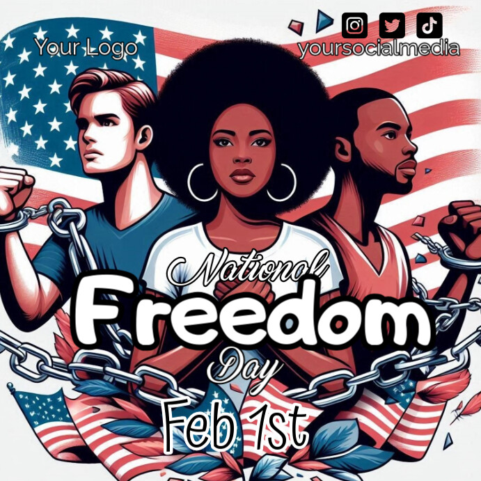 White Modern & Minimal National Freedom Day Instagram Post Template ...