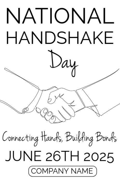 White Modern & Minimal National Handshake Day Poster Template ...