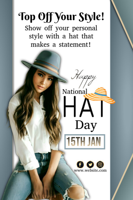 Copy of White Modern & Minimal National Hat Day Poster | PosterMyWall