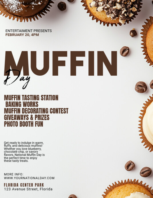 White Modern & Minimal National Muffin Day Event Flyer (us Letter ...