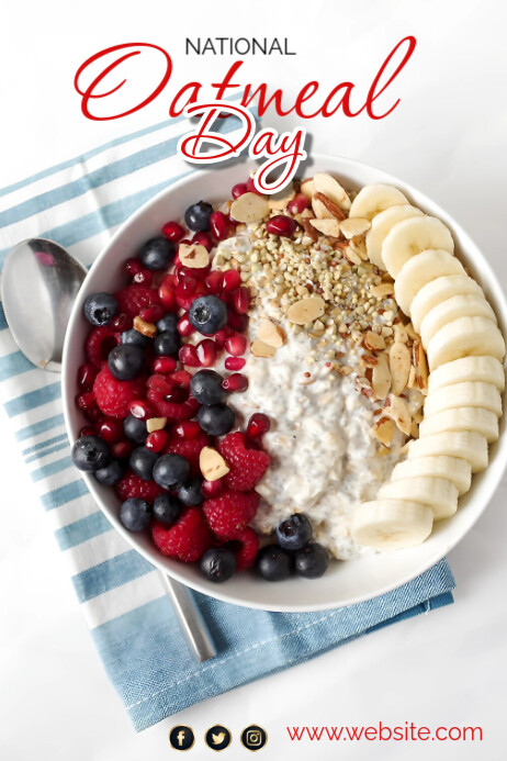 Copy of White Modern & Minimal National Oatmeal Day Poster | PosterMyWall