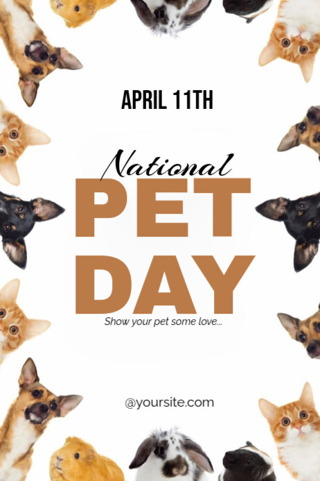 White Modern & Minimal National Pet Day Poster Template | PosterMyWall