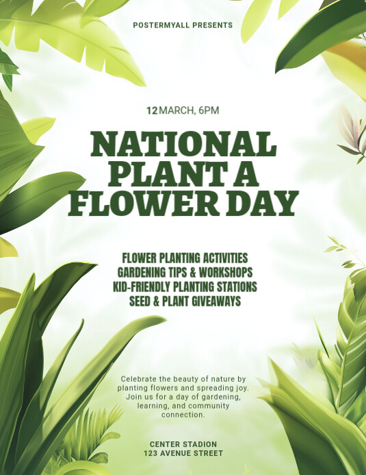 Copy of White Modern & Minimal National Plant A Flower Day Celebration ...