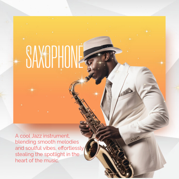 White Modern & Minimal National Saxophne Day Instagram Post Template ...