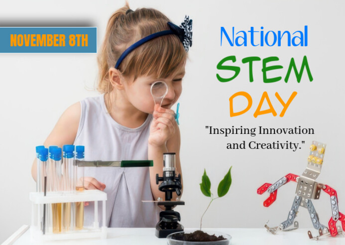 Copy of White Modern & Minimal National Stem/steam Day Postcard ...