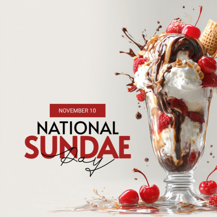 White Modern & Minimal National Sundae Day Instagram Post Template ...