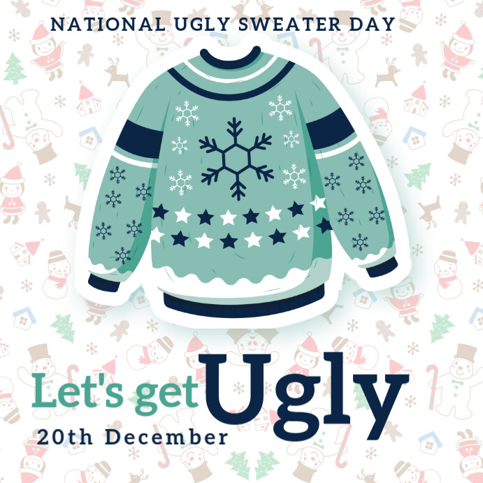 White Modern & Minimal National Ugly Sweater Day Instagram Post ...