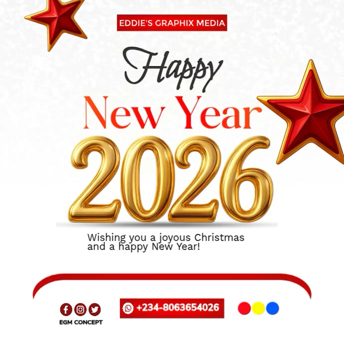 White Modern & Minimal New Year 2026 Template Instagram Post | PosterMyWall