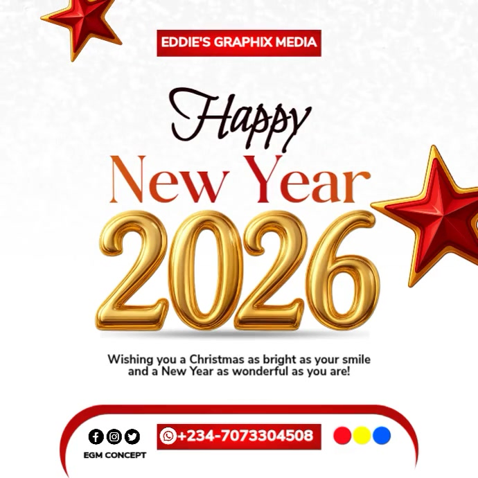 White Modern & Minimal New Year 2026 Template Instagram Post | PosterMyWall