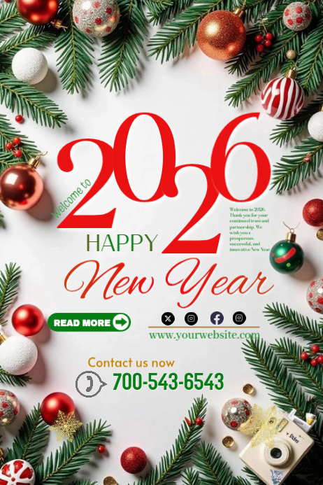 White Modern & Minimal New Year Greeting Cards Poster Template ...