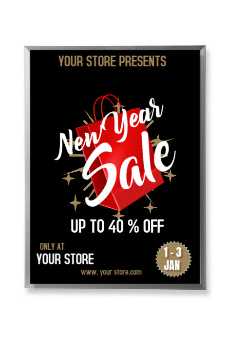White Modern & Minimal New Year Sale Promotional Template Poster ...