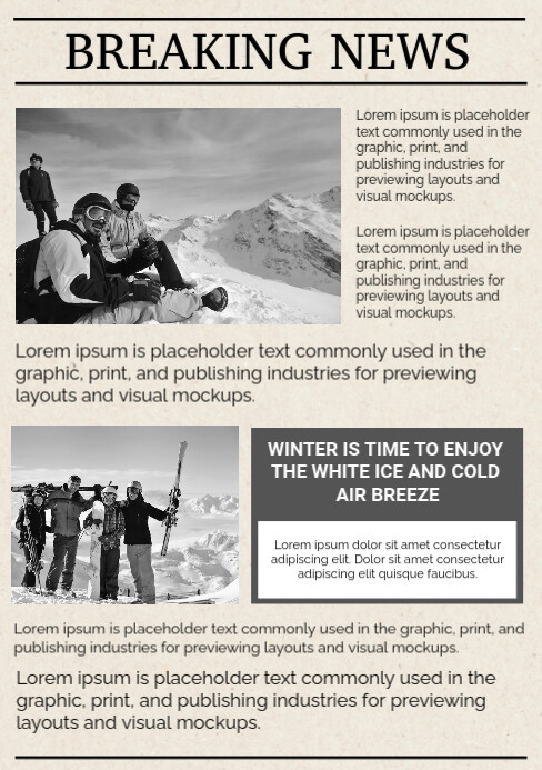 White Modern & Minimal Newspaper Poster Design A5 Template | PosterMyWall