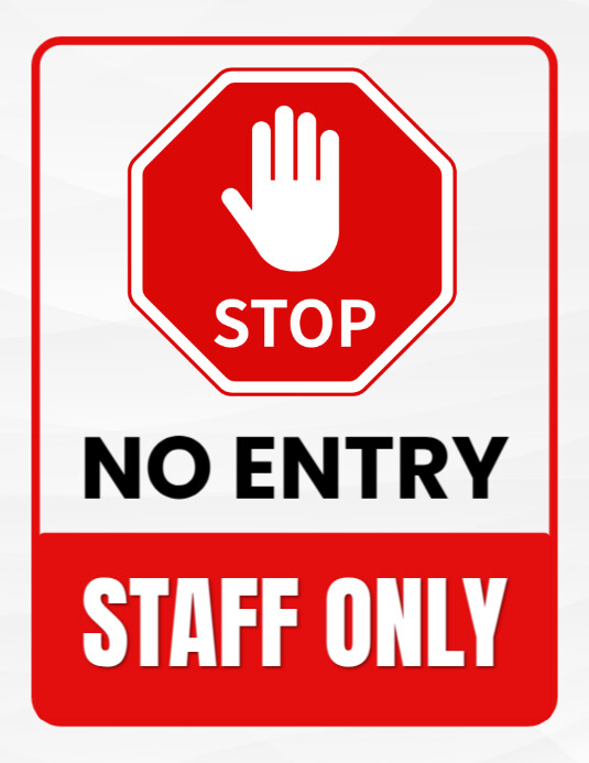 White Modern & Minimal No Entry Staff Only Flyer (us Letter) Template ...