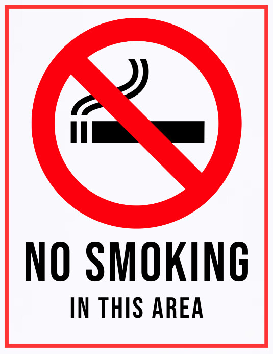 White Modern & Minimal No Smoking Area Poster Template | PosterMyWall