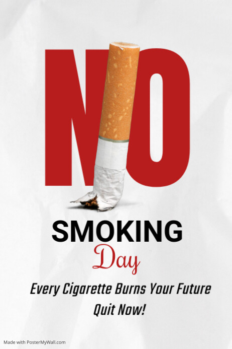 White Modern & Minimal No Smoking Poster Template | PosterMyWall