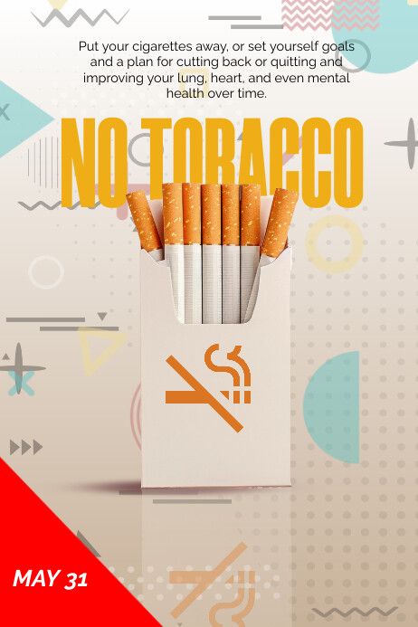 White Modern & Minimal No Tobacco Day Poster Template | PosterMyWall