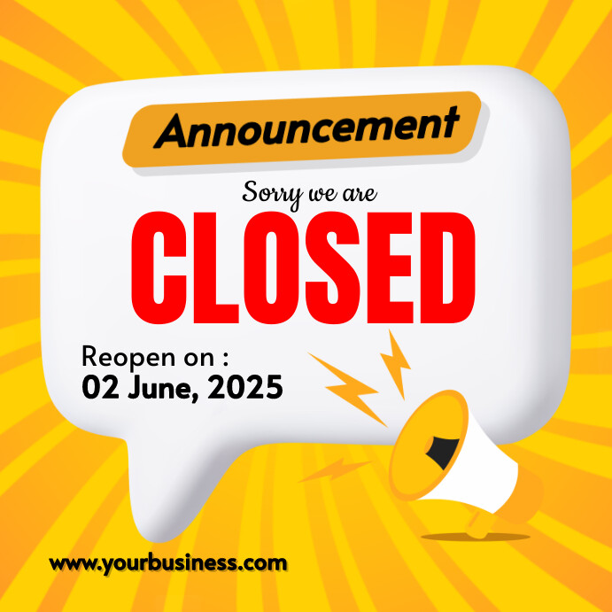 White Modern & Minimal Notice Sorry We Are Cl Template | PosterMyWall