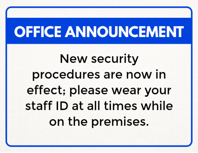 Copy of White Modern & Minimal Office Announcement Staff Notice Signage ...