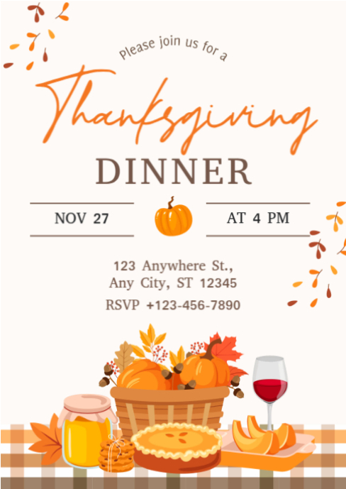 White Modern & Minimal Orange And Brown Illustrative Thanksgiving ...