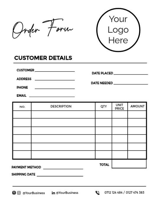 Copy of White Modern & Minimal Order Form Flyer (us Letter) | PosterMyWall