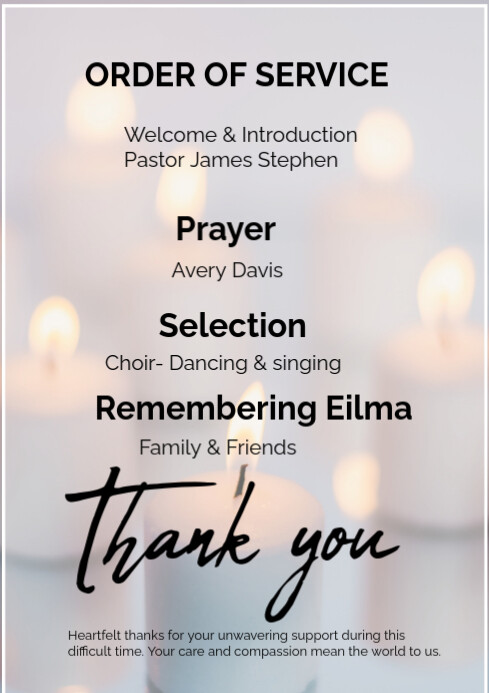 White Modern & Minimal Order Of Service A4 Template | PosterMyWall