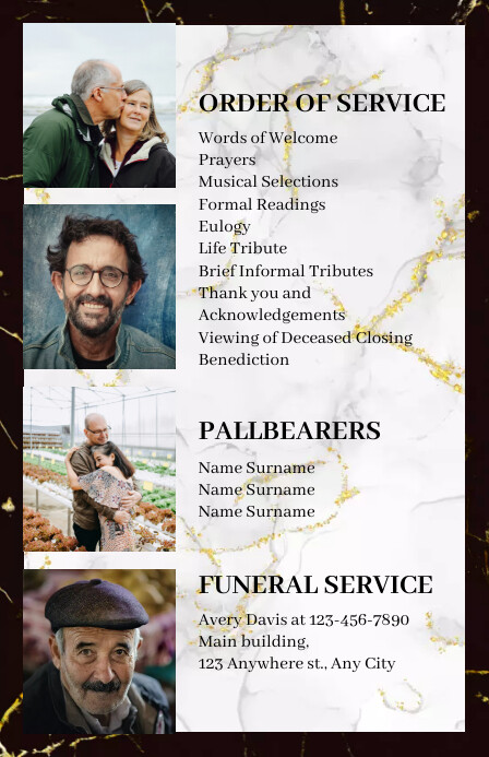 Copy of White Modern & Minimal Order Of Service Templ | PosterMyWall