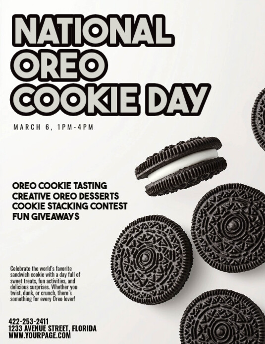 Copy of White Modern & Minimal Oreo Cookie Flyer (us Letter) | PosterMyWall