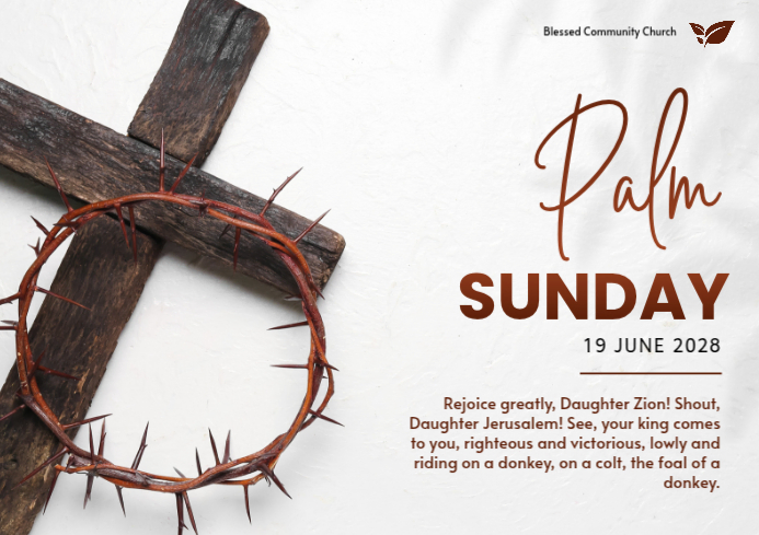 White Modern & Minimal Palm Sunday Church Event A4 Template | PosterMyWall