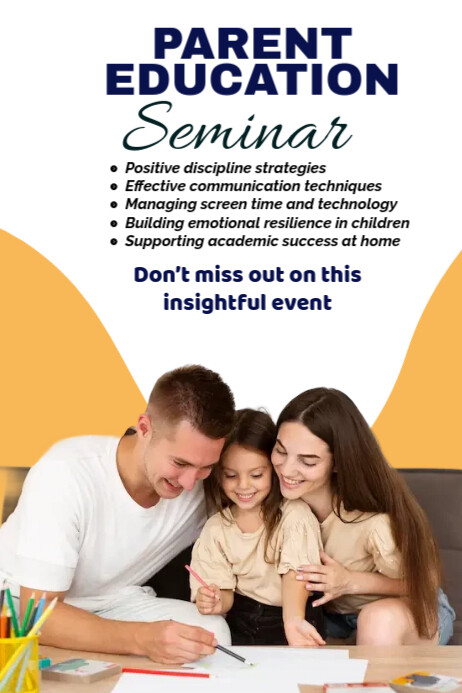 White Modern & Minimal Parent Education Seminar Poster Template ...